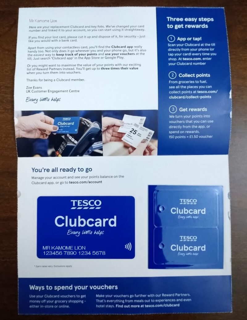 イギリス テスコ クラブカード（ポイントカード） 会員 Tesco Clubcard | かもめらいおん 絵空事