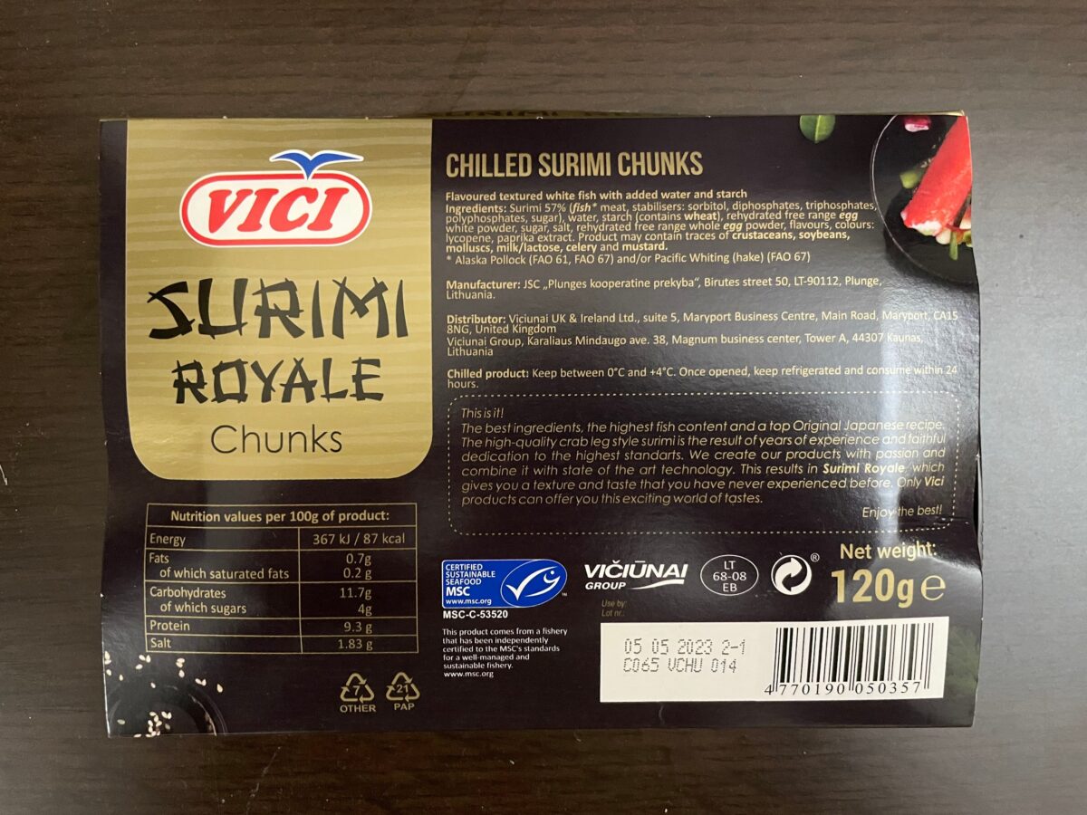 60点 イギリス カニカマ VICI Surimi Royale Chunks | かもめらいおん 絵空事
