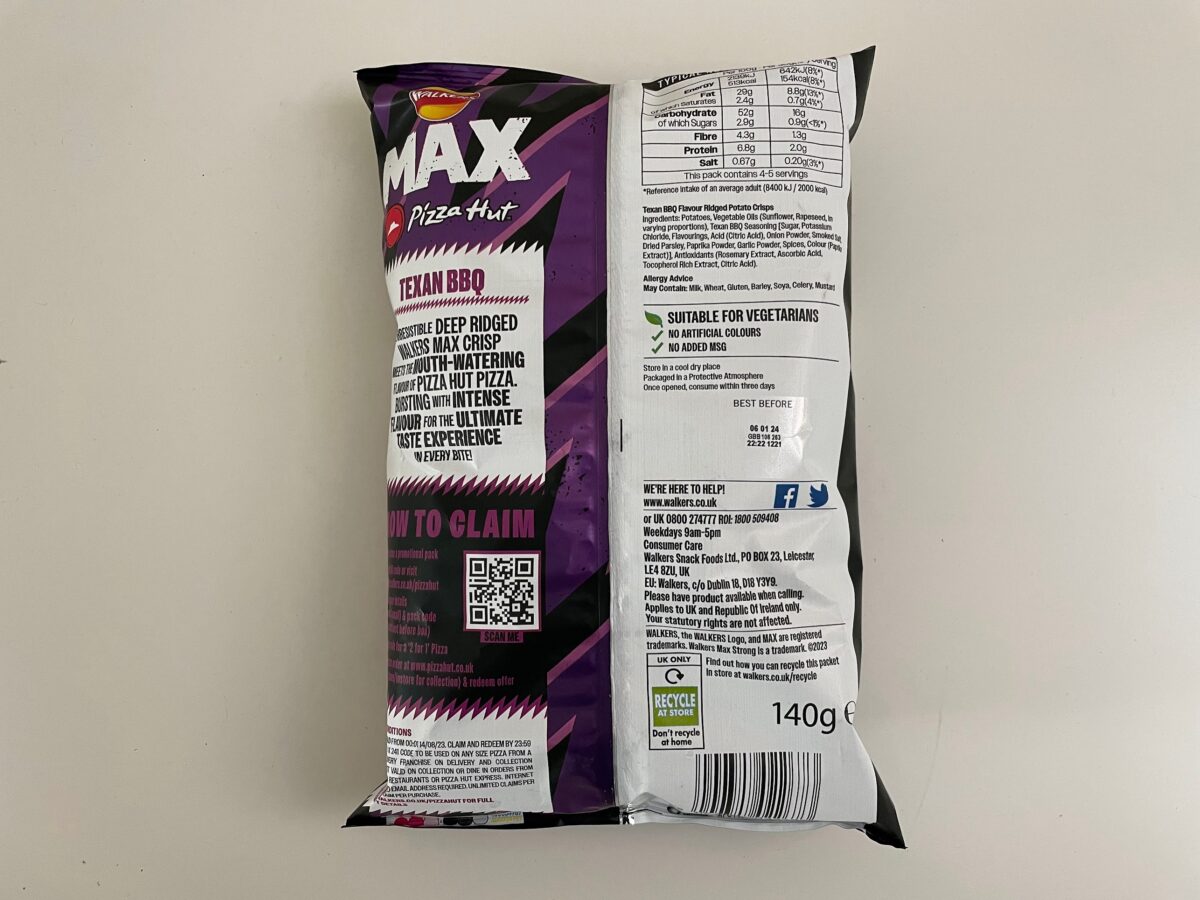 65点 イギリス ポテトチップス（クリスプス：Crisps） Walkers MAX Pizza Hut Texan BBQ | かもめ ...